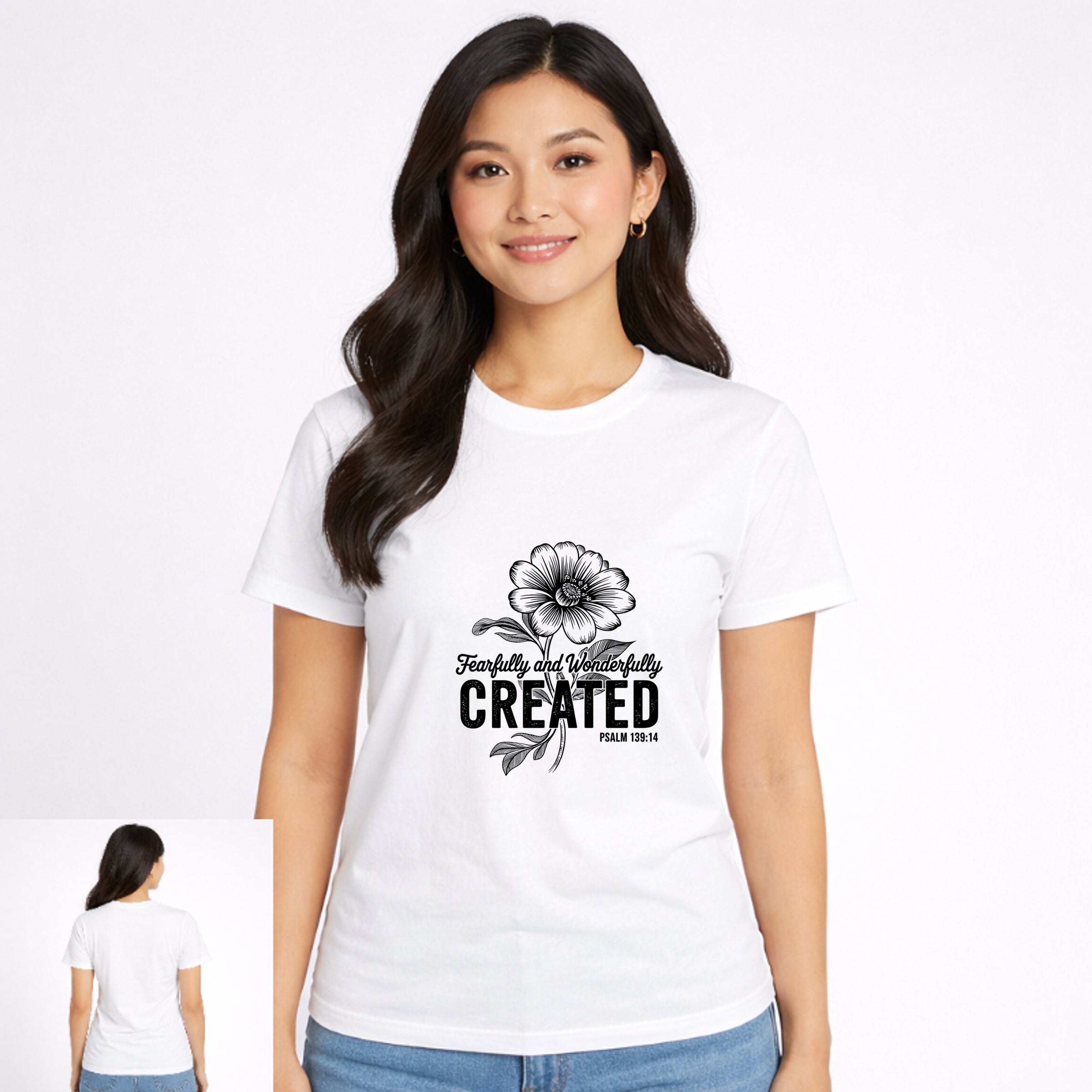 Fearfully And Wonderfully Created Psalm 193:14 Floral - T-Shirt - Print ...